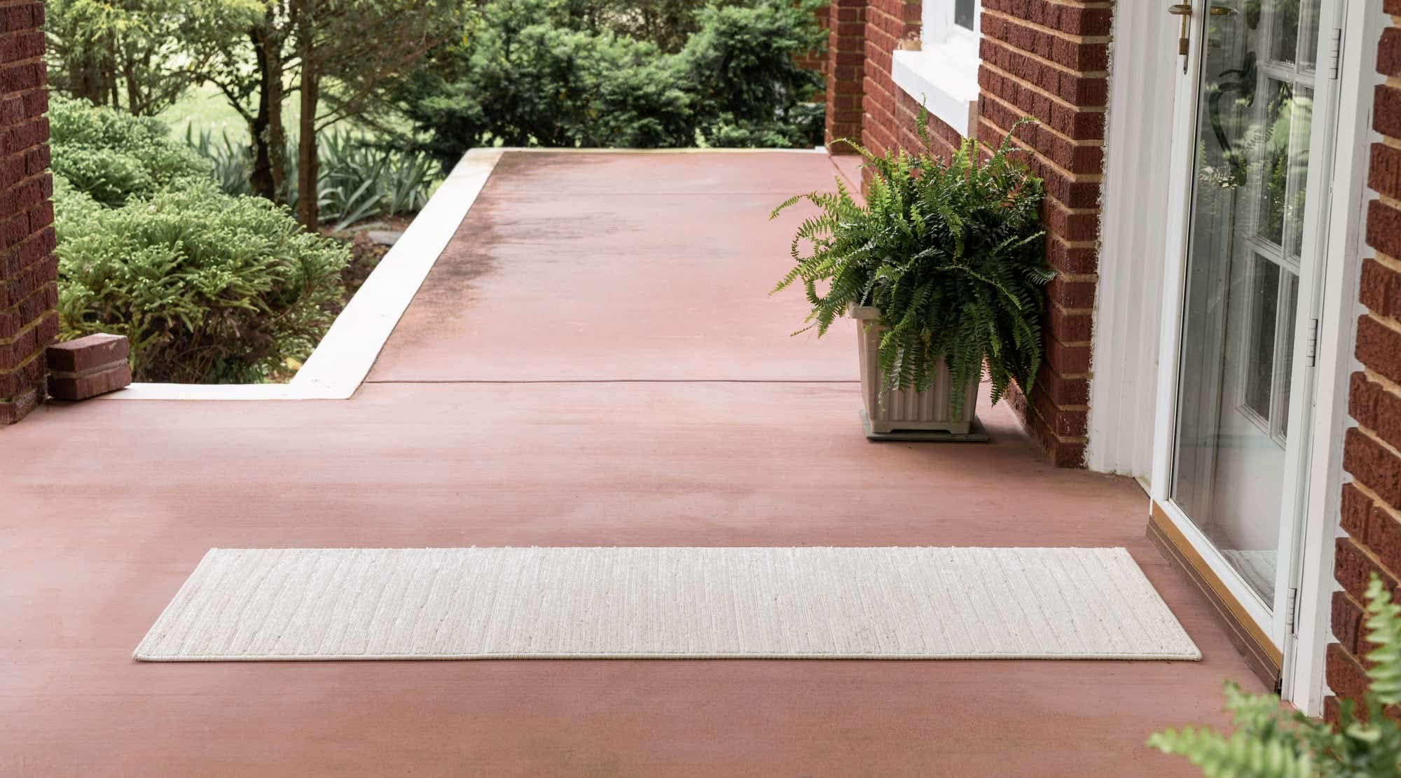 Unique Loom Sabrina Soto Outdoor Collection Geometric, Modern, Vibrant, Striped Carved Area Rug, 2 ft x 8 ft, Beige