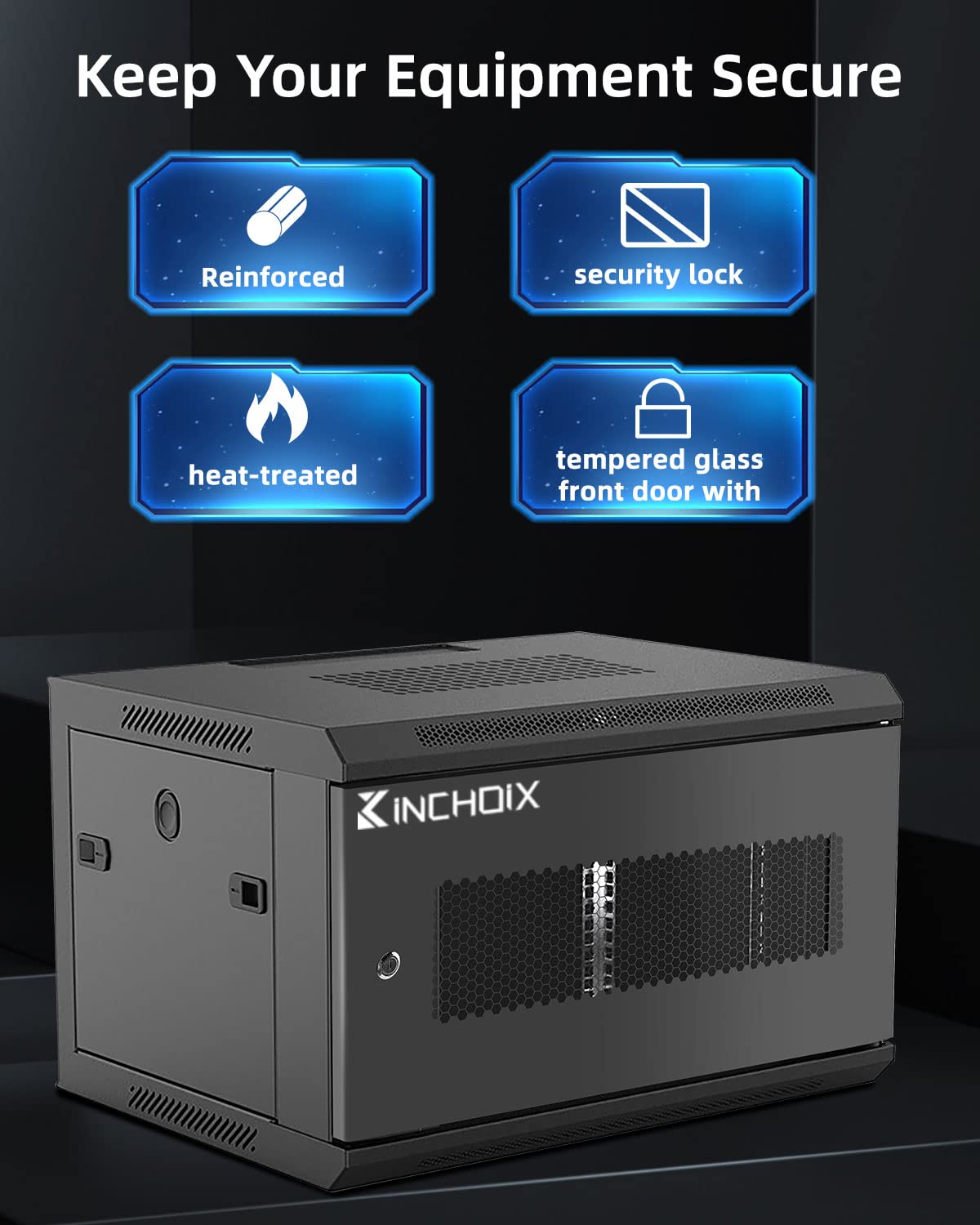 Kinchoix 6U 19-Inch Wall Mount Server Cabinet, Depth Server Rack Vented Locking Computer