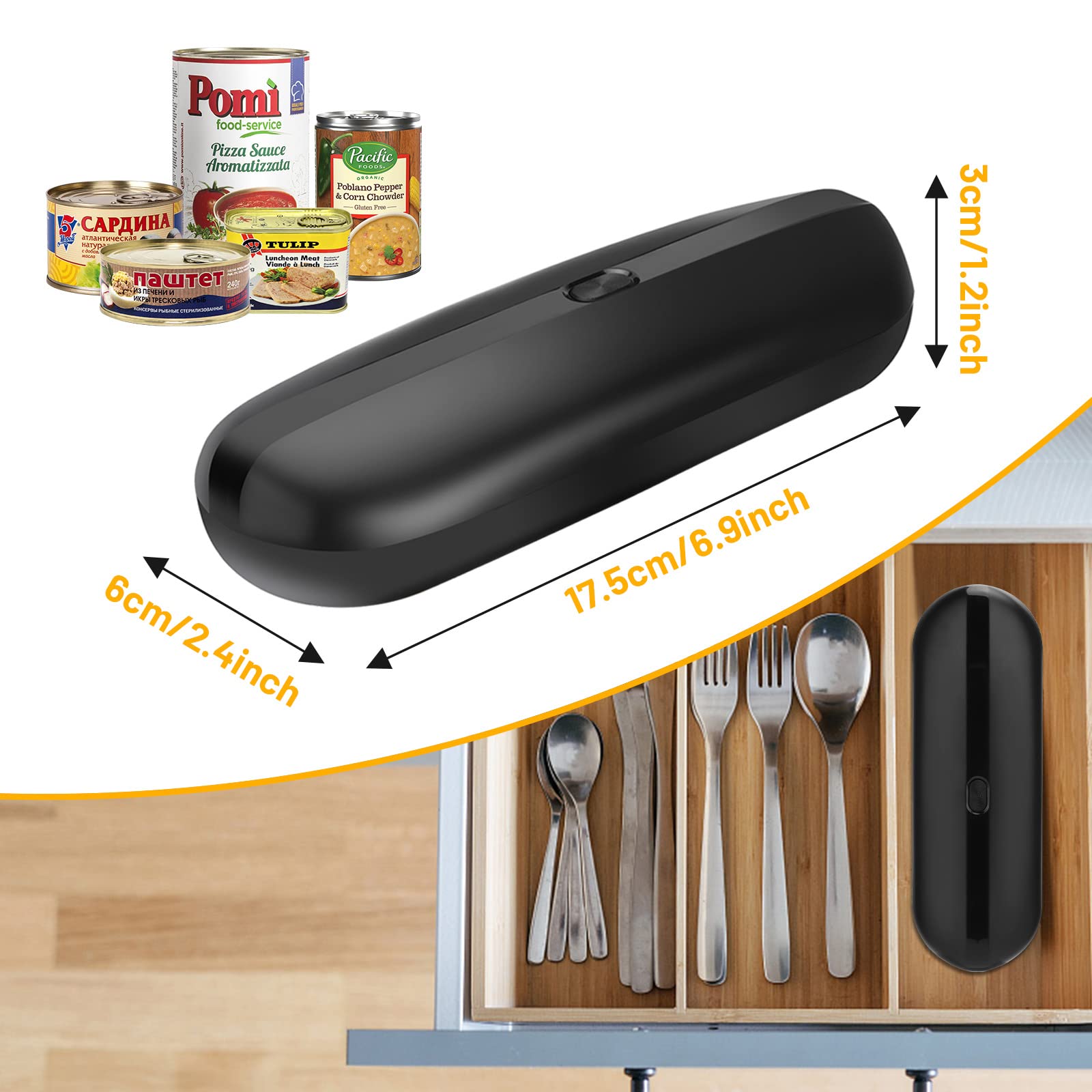 Electric Can Opener,Portable Can Opener,Cordless Electric Can Openers for Kitchen,One Touch Switch, Removable& Replaceable Blade, Automatic Can Opener Smooth Edge for Seniors, Housewives, Arthritics