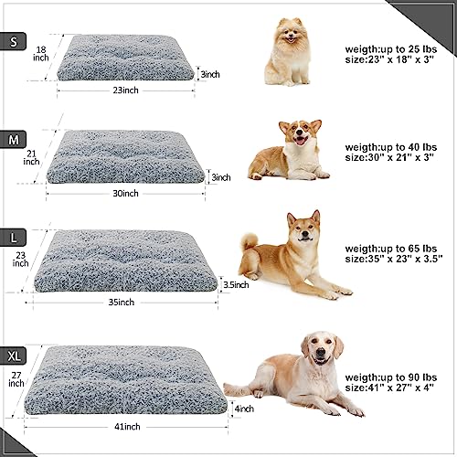 WNPETHOME Washable Dog Beds for Large Dogs, Crate Dog Bed C-1, Plush Dog Crate Bed Mat for Sleeping & Ease Anxiety, Fluffy Kennel Pad for Large, Medium Dogs (35 x 23 x 3 inch)