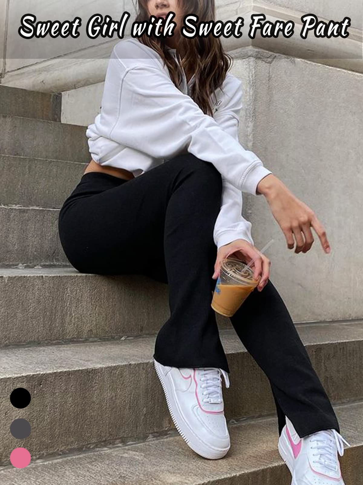 Feazac Womens V Crossover Flare Leggings with Pockets Bootcut High Waisted Yoga Pants Tummy Control Gym Workout Pants Casual Bootleg Lounge Pants Medium, Crossover - Black