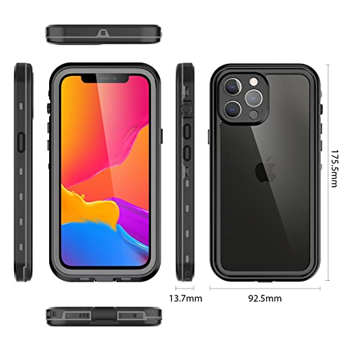 MAXCURY Waterproof Case for iPhone 13 Pro Max, Heavy Duty Shockproof Case Built in Screen Protector for Men & Women, Full Body Protection Apple Cover for 13ProMax 6.7 inch Phone (Black)