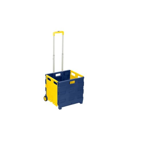 Generic Folding Utility Cart, Collapsible Design, Blue/Yellow, Folding Crate Cart, Stroll to The Grocery Store, or Maybe it’s just Wheeling Plants Around The Yard
