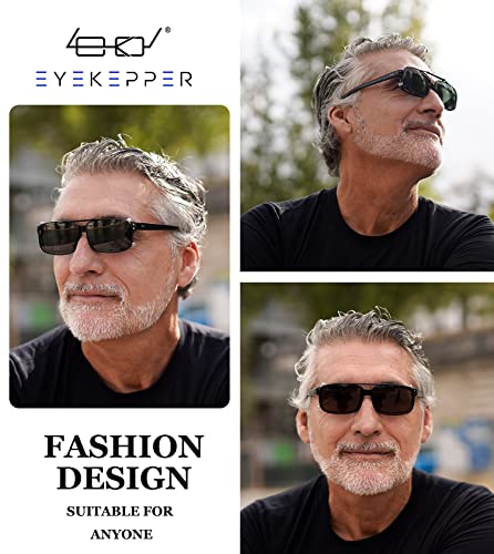 Eyekepper Metal Frame Rim Polarized Lens Clip On Sunglasses 56 * 34MM Grey Lens