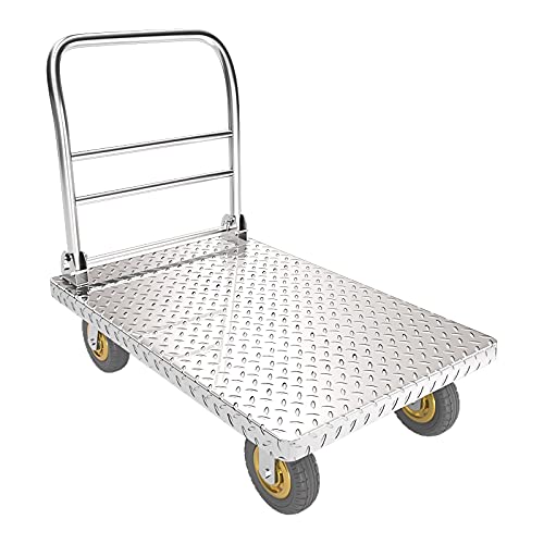 Generic Hand Truck Steel Platform Truck with Foldable Handle Easy Storage Rolling Flatbed Cart for Home Office Warehouse Moving Hand Truck Utility Cart (Size : 90 Nylon)