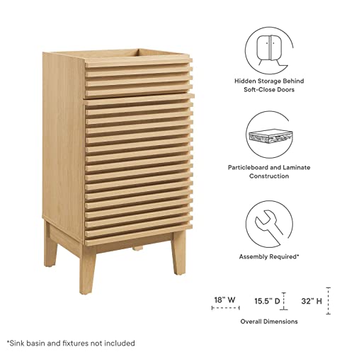 Modway Render 18" Bathroom Vanity in Oak - Sink Basin Not Included