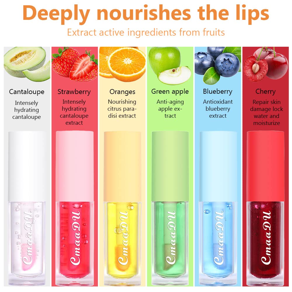evpct 6Pcs Mini Clear Color Change Changing PH Tinted Lip Gloss Sets for Women Girls 10-12 Lip Oil Gloss Balm Tint Stain Glaze Pack Hydrating Moisturizer Lipstick Magic labiales magicos 0.071fl.oz *6