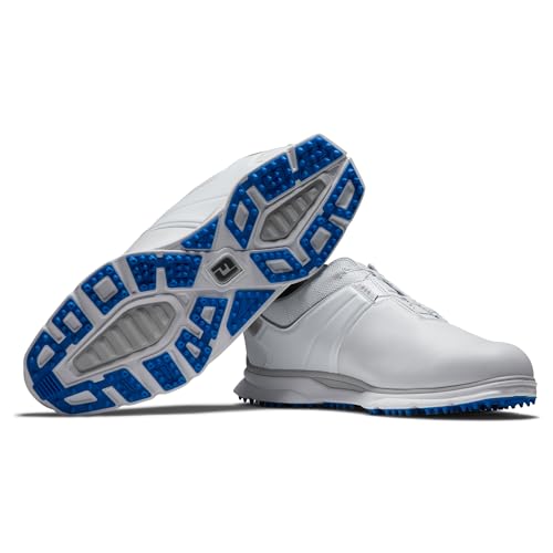 FootJoy Men's Pro|SL Boa Golf Shoe, White/White/Light Blue, 9.5 X-Wide