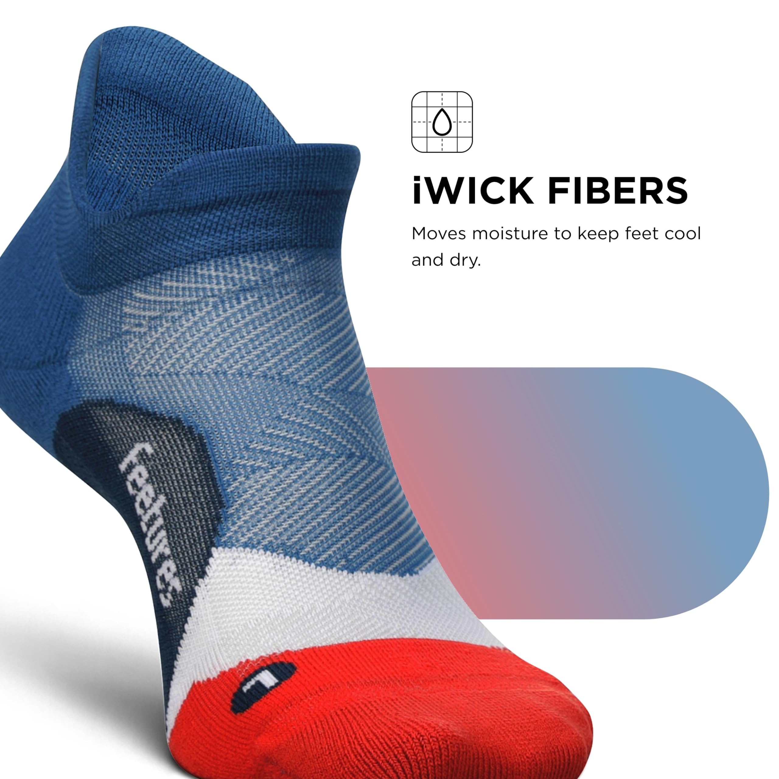 Feetures Elite Light Cushion No Show Tab Ankle Socks - Sport Sock with Targeted Compression - Gingerbread Man, L (1 Pair)
