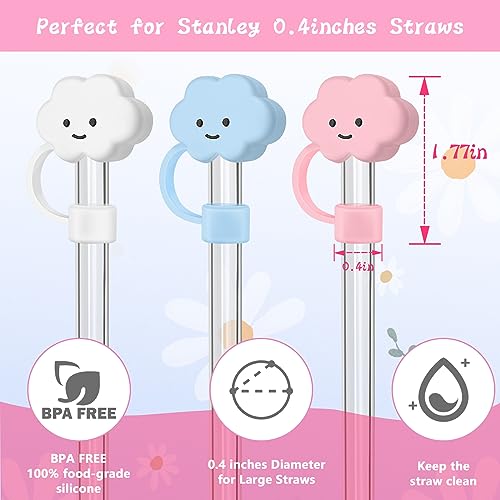 Mojoker 6PCS Straw Cover for Stanley Cup, Silicone Straw Covers Cap for Stanley Cup 40 oz, Straw Topper with 30 Oz Tumbler, Mini 10mm for Stanley Cup Straw Cover for Tumblers