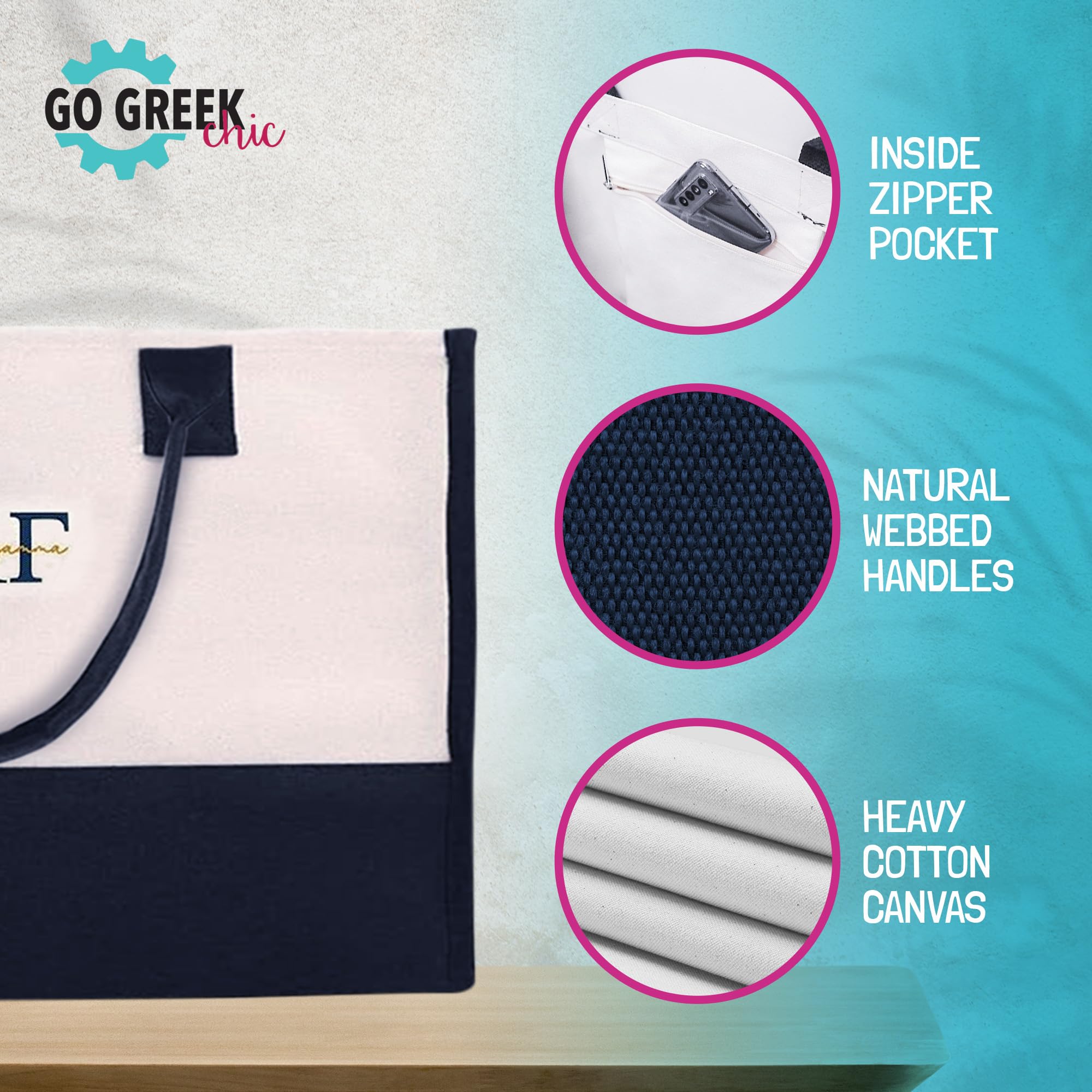 Go Greek Chic Sigma Kappa Embroidered Tote Bag