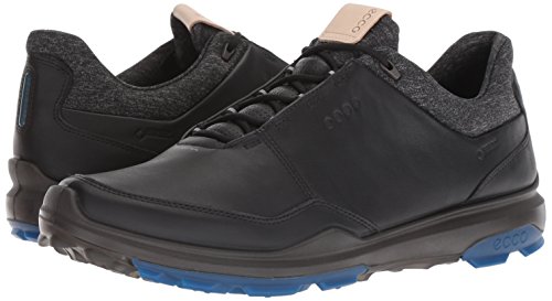 ECCO Men's Biom Hybrid 3 Gore-Tex Golf Shoe, Black/Bermuda Blue Yak Leather, 9-9.5