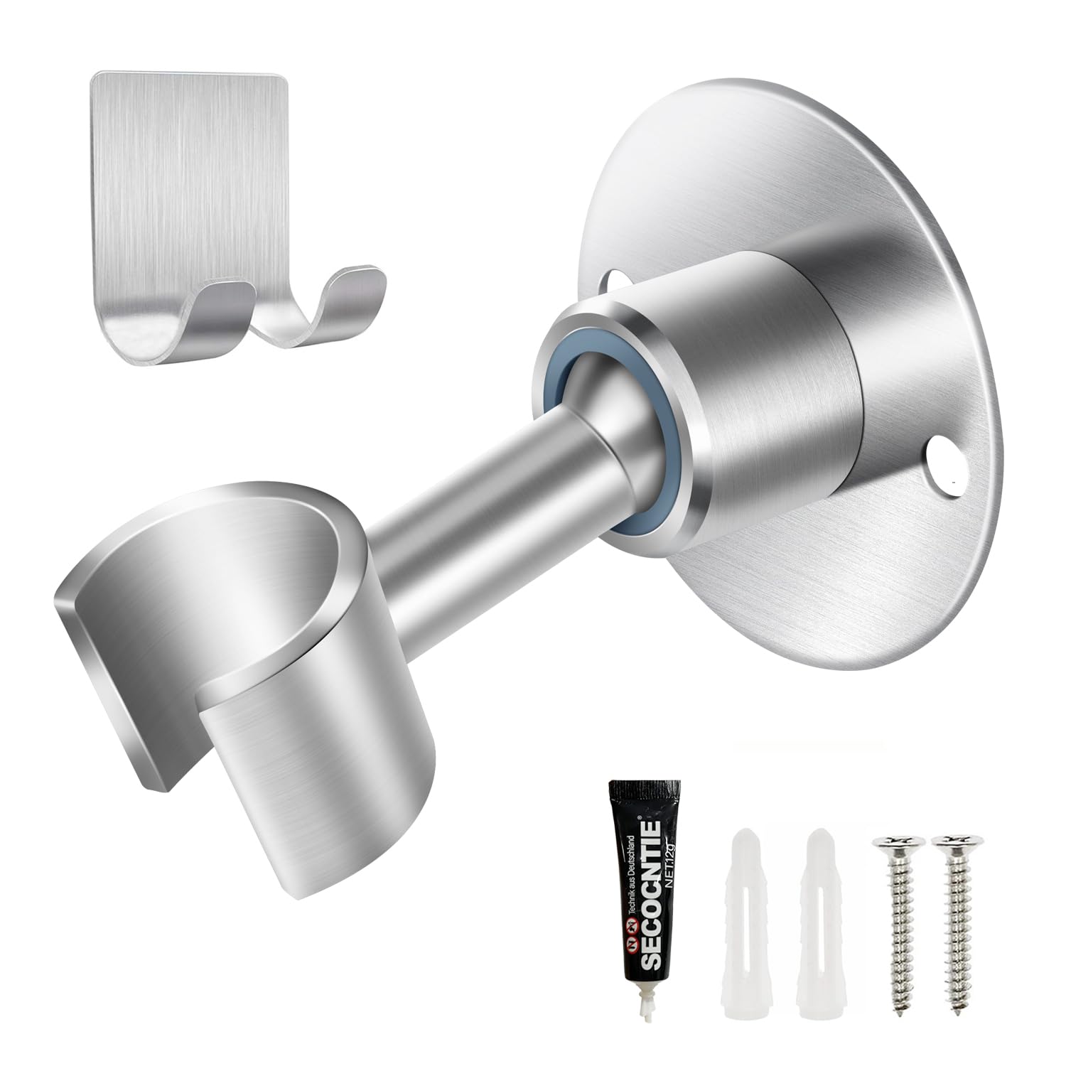 Lokyanwin Shower Head Holder,360° Adjustable Stainless Steel Handheld Shower Head Bracket Holder Wall Mount,Steel Shower Spray Holder Wall Mount Shower Wand Holder,Brushed Nickel SUS304