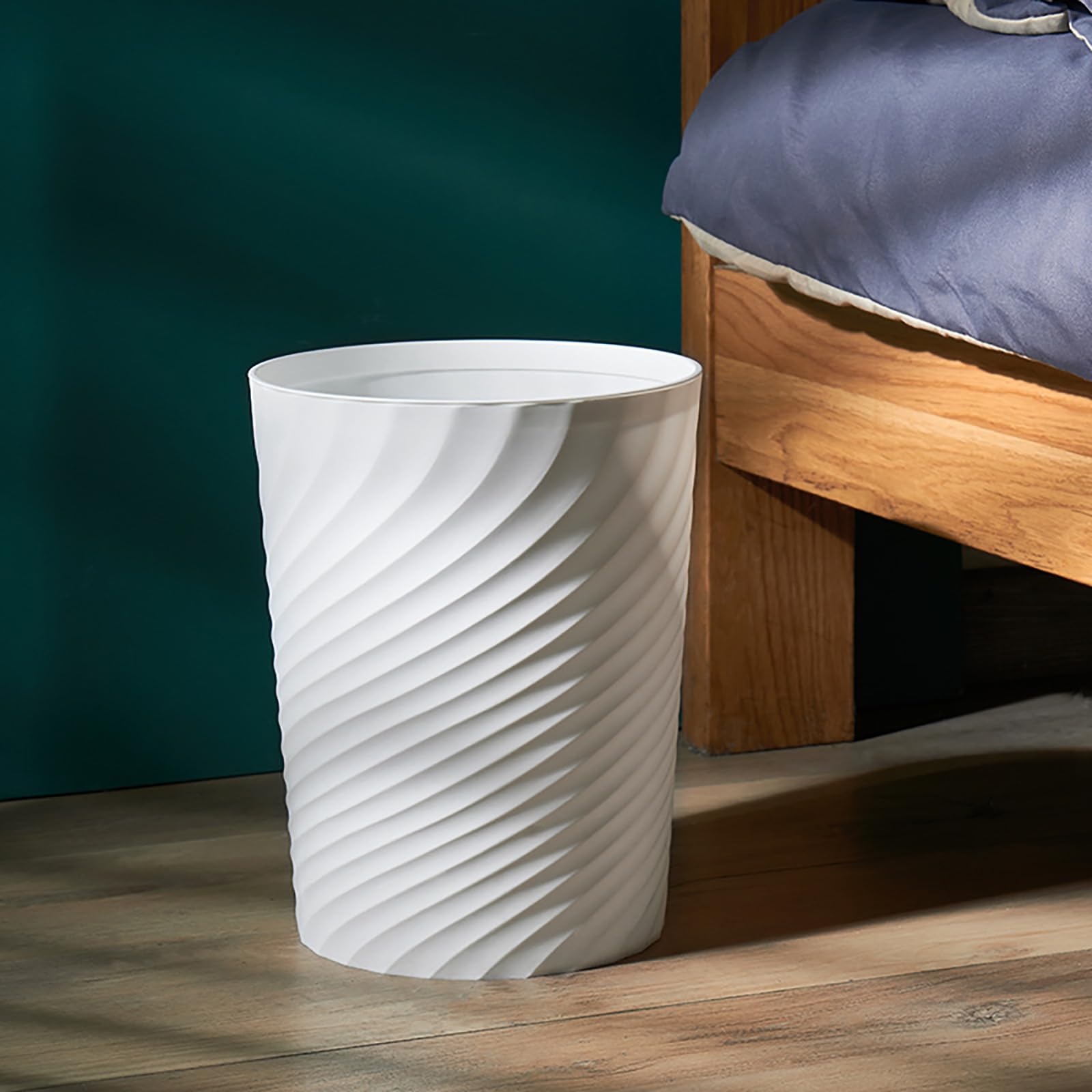 HOLTPHILI Small Trash Can 1.8 Gallon Wastebasket Recycling Bin for Bathroom Bedroom Office Kitchen (White, 2 Pack)
