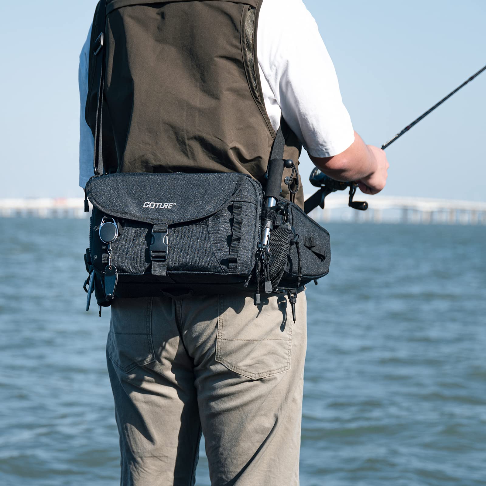 Goture Fishing Tackle Bag, Water-Resistant Fishing Tackle Storage Bag with Padded Shoulder Strap and 2 tackle boxes