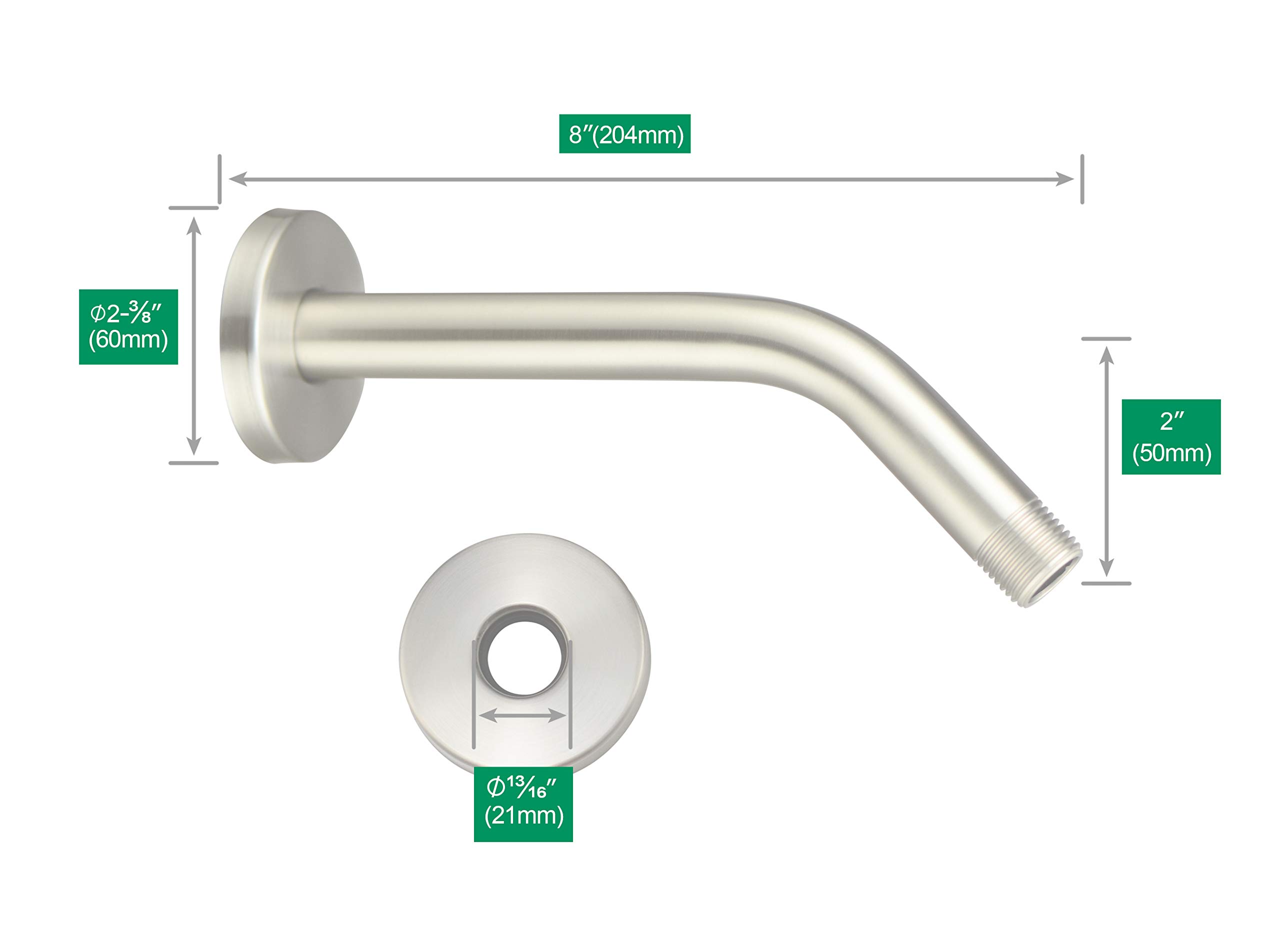 Purelux Shower Arm 8 Inches Universal Replacement Made of Stainless Steel, Oil Rubbed Bronze Finish Flange Included
