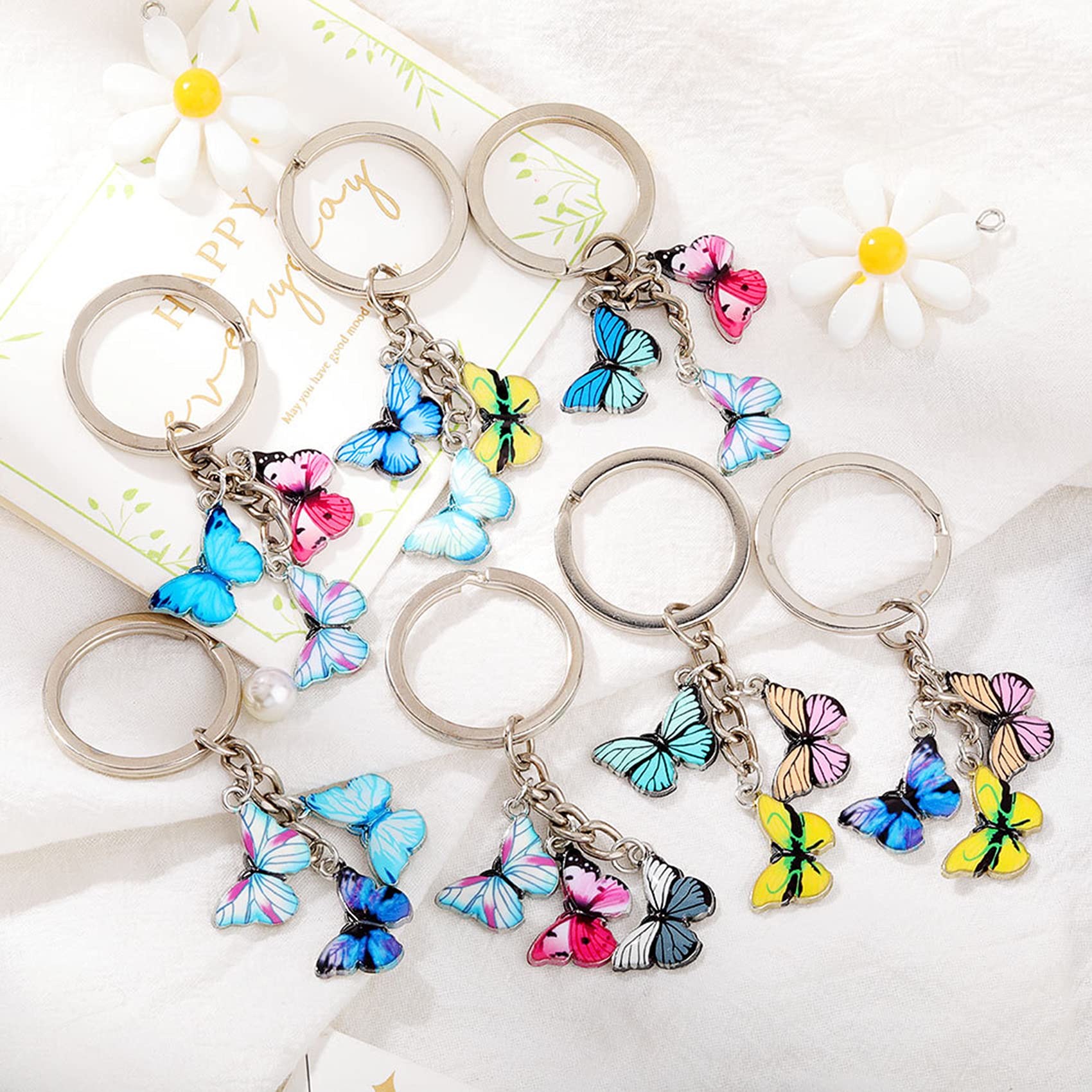 GloryMM Multicolor Butterfly Pendant Keyring Butterfly Keychain Colorful Butterfly Cute Bag Charm for Women,Style A