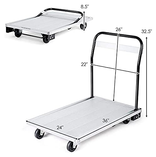 Generic Platform Trucks Hand Trucks Luggage Cart Trolley, Carts with Wheels Moving, Stands Platform Trucks (Color : 36 x 24 x 32.5 inch)