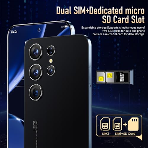 ExAchat 5G Unlocked Cell Phones,Smart Phone with 6.8" HD Screen,8GB+256GB,6800mAh,64MP+24MP Camera,Android Phones with Powerful Qualcomm Chips,Support SIM/Face ID/GPS/Fingerprint Unlock(Black)