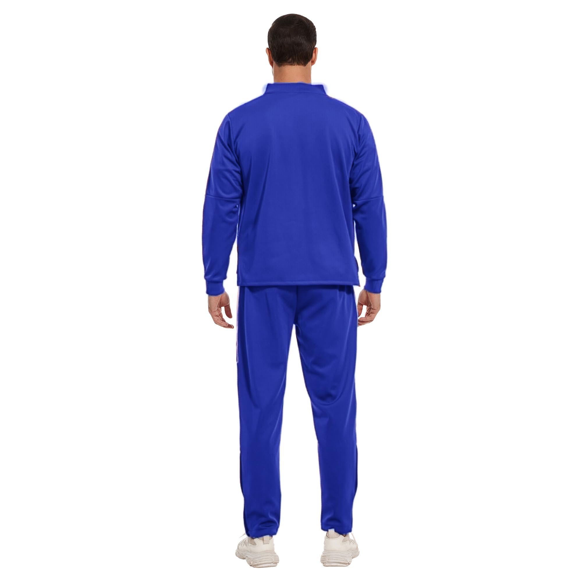 Eylhot Men's Tracksutis 2 Piece Full Zip Casual Polo Sweatsuits Athletic Running Jogging Suits Set with Zipper Pockets(Blue,XXL)