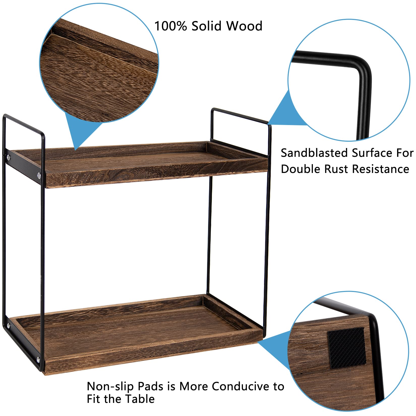FUFUBAY 2 Tier Bathroom Countertop Organizer,Countertop Organizer,Bathroom Shelves, Counter Standing Rack,Countertop Storage Shelf,Bathroom Sink Shelf,Organizer for Cosmetics(Dark Brown)
