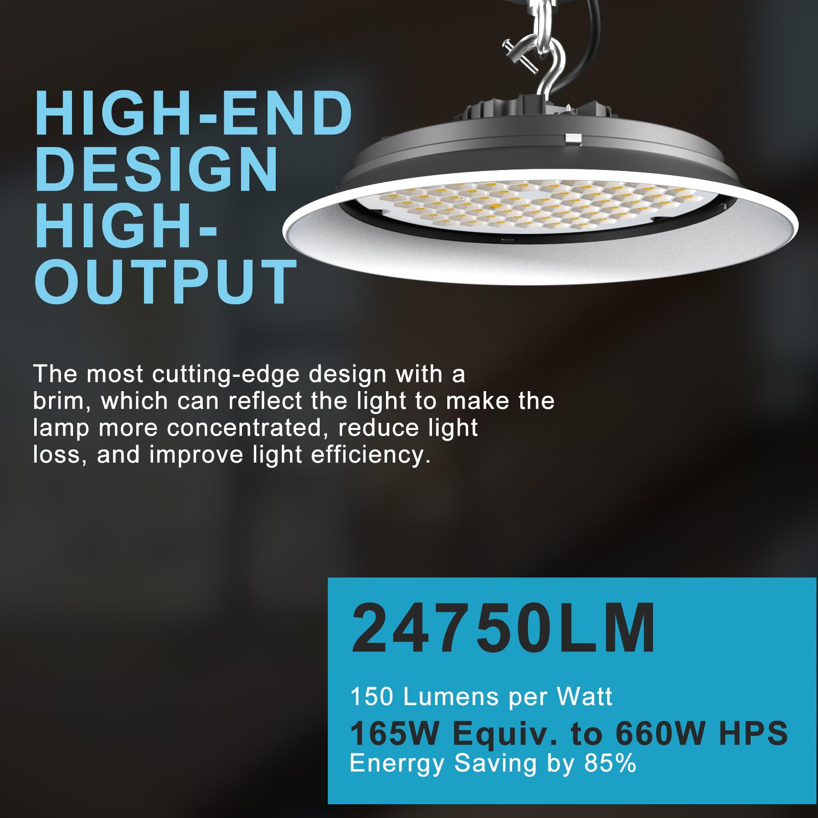 Lightdot 165W (200X1W LED) LED High Bay Light with Diffuser 24750lm High Bay LED Lights, AC100-277V 5000K High Bay LED Shop Light, Strong Brightness UFO LED Light for 18-30FT Height -6Pack