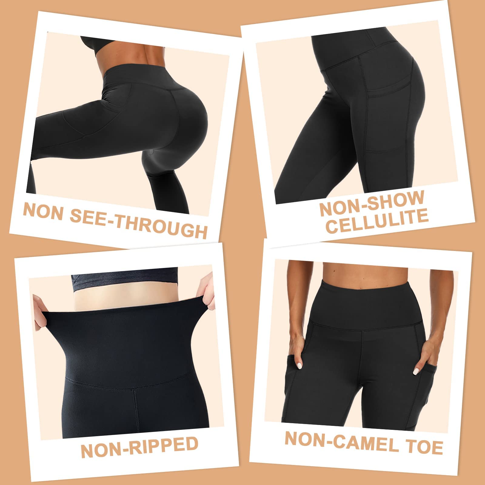 GAYHAY 3 Pack Leggings with Pockets for Women - High Waisted Tummy Control Buttery Soft Workout Gym Yoga Pants