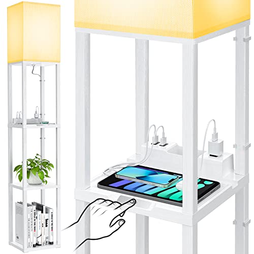 Maxsure Floor Lamp with Shelves - Touch Contro LED Floor Lamps with 3 Color Temperature