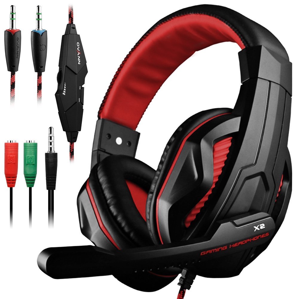 Gaming Headset,DLAND 3.5mm Wired Bass Stereo Noise Isolation Gaming Headphones with Mic for Laptop Computer, Cellphone, PS4 and so on- Volume Control (Black and Red)