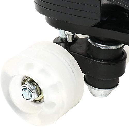 Women's Roller Skates Classic Leather High Top Double Row Skates Four-Wheel Shiny Roller Skates Perfect Indoor Outdoor Adult Roller Skates with Bag (Flash Wheel)