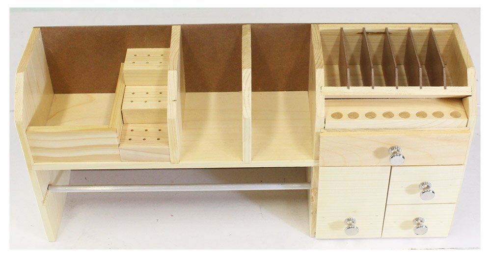 ToolUSA Wood Jeweler's Workbench Organizer | 18" x 8.5" x 4.5" with Specialized Compartments | Professional Quality for Watchmakers & Craftsmen