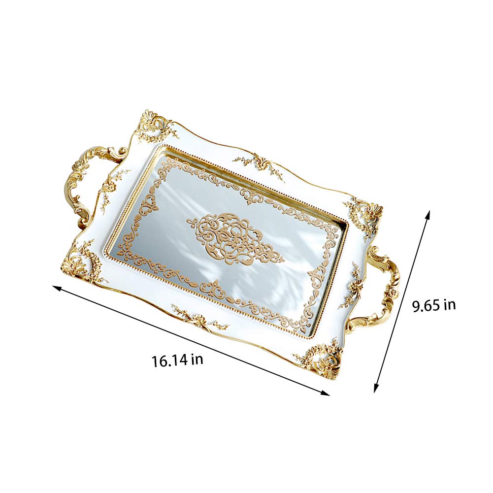 Echaprey Large Crystal Rectangle Mirrored Decorative Tray,Cosmetic Vanity Tray Organizer for Home Décor/Wedding/Jewelry/Occasion
