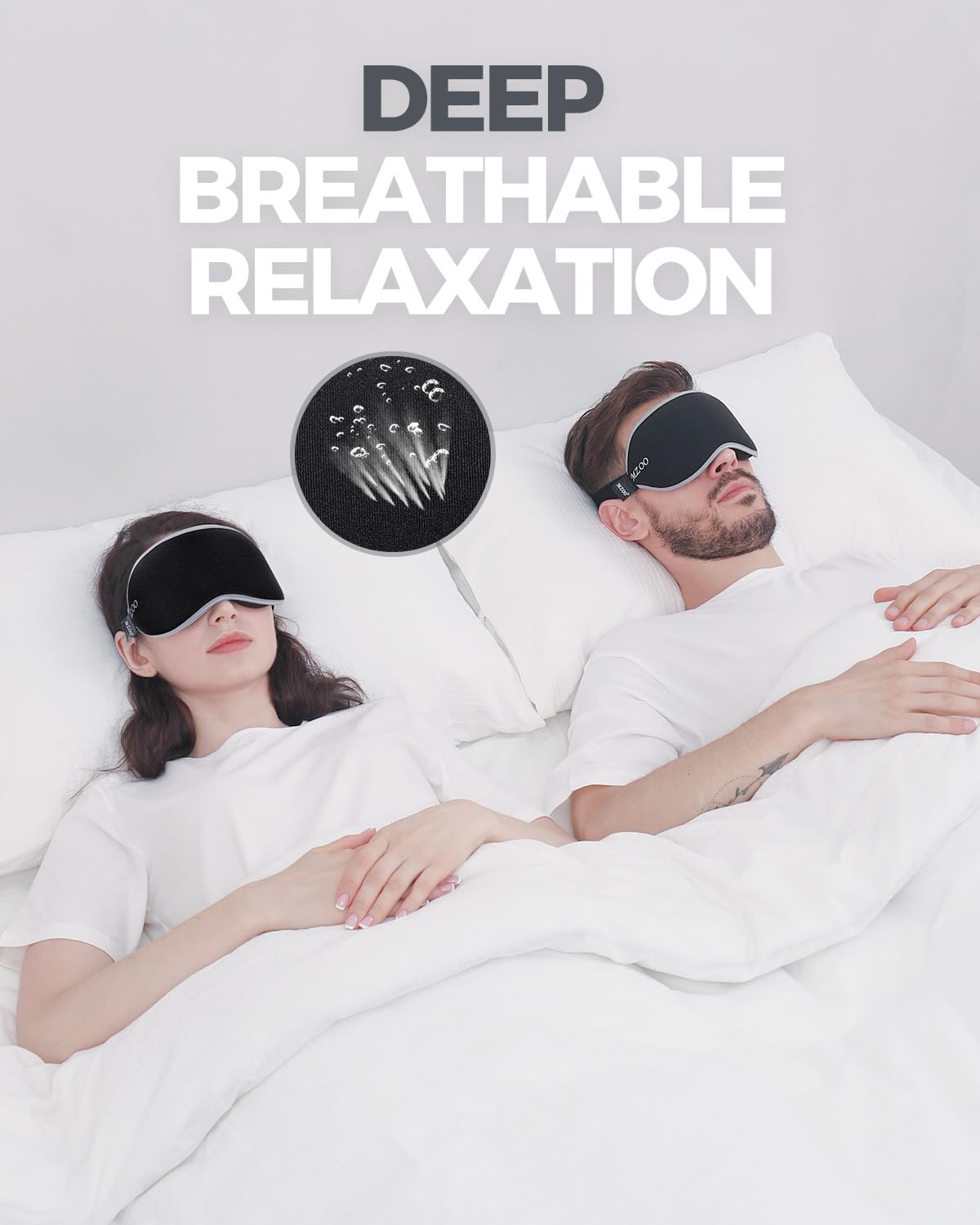 MZOO Luxury Sleep Mask for Back and Side Sleeper, Completely Block Out Light Sleeping Eye Mask for Women Men, Zero Eye Pressure 3D Contoured Night Blindfold, Breathable & Soft Eye Shade Cover Black