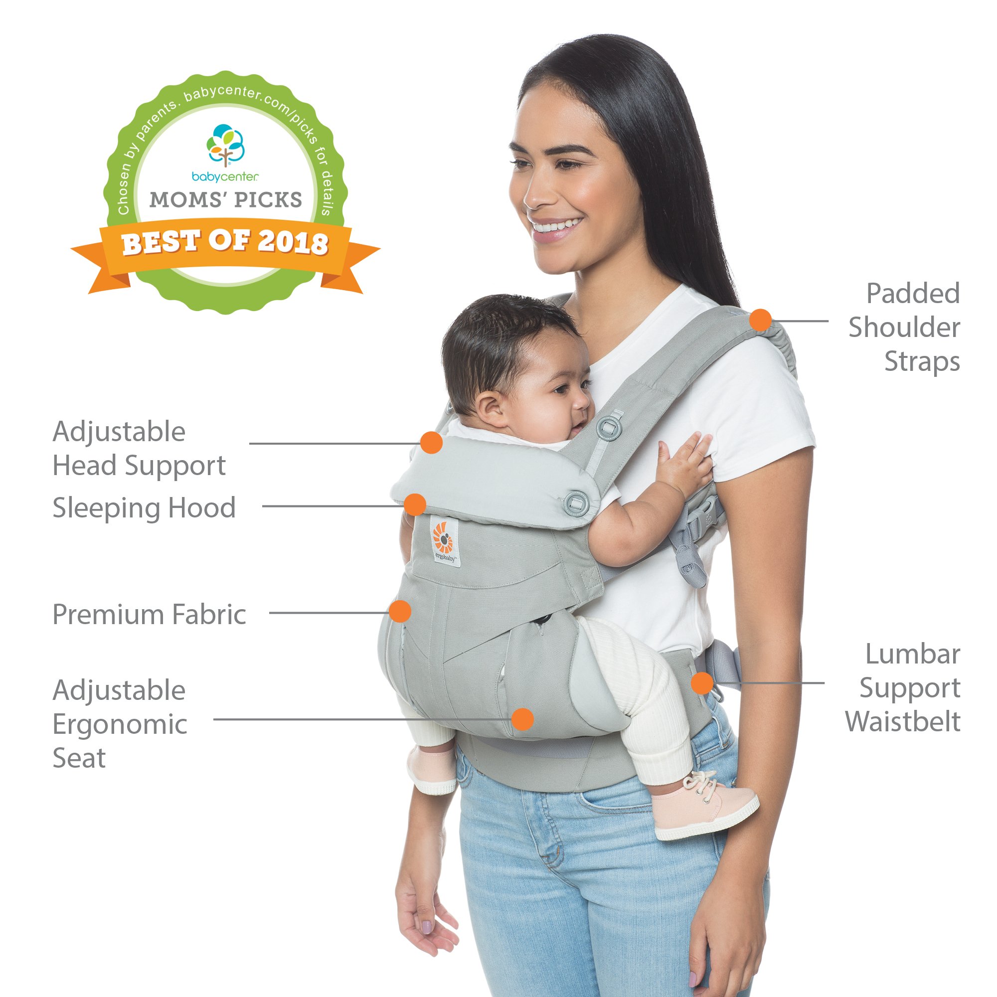 Ergobaby 360 All-Position Baby Carrier with Lumbar Support and Cool Air Mesh (12-45 Pounds), French Blue