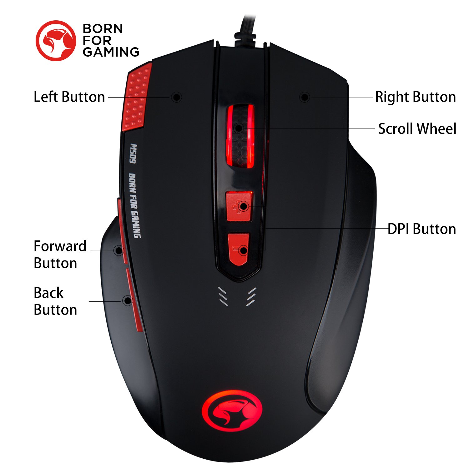 Gaming Mouse MARVO 7 Color LED Backlit Wired Mouse 3200 DPI 8 Button Ergonomic Design Mice Computer Gamer PC Gaming Mouse with Adjustable DPI LED Backlight Laptop Mouse Fit for PC/Laptops/Computer