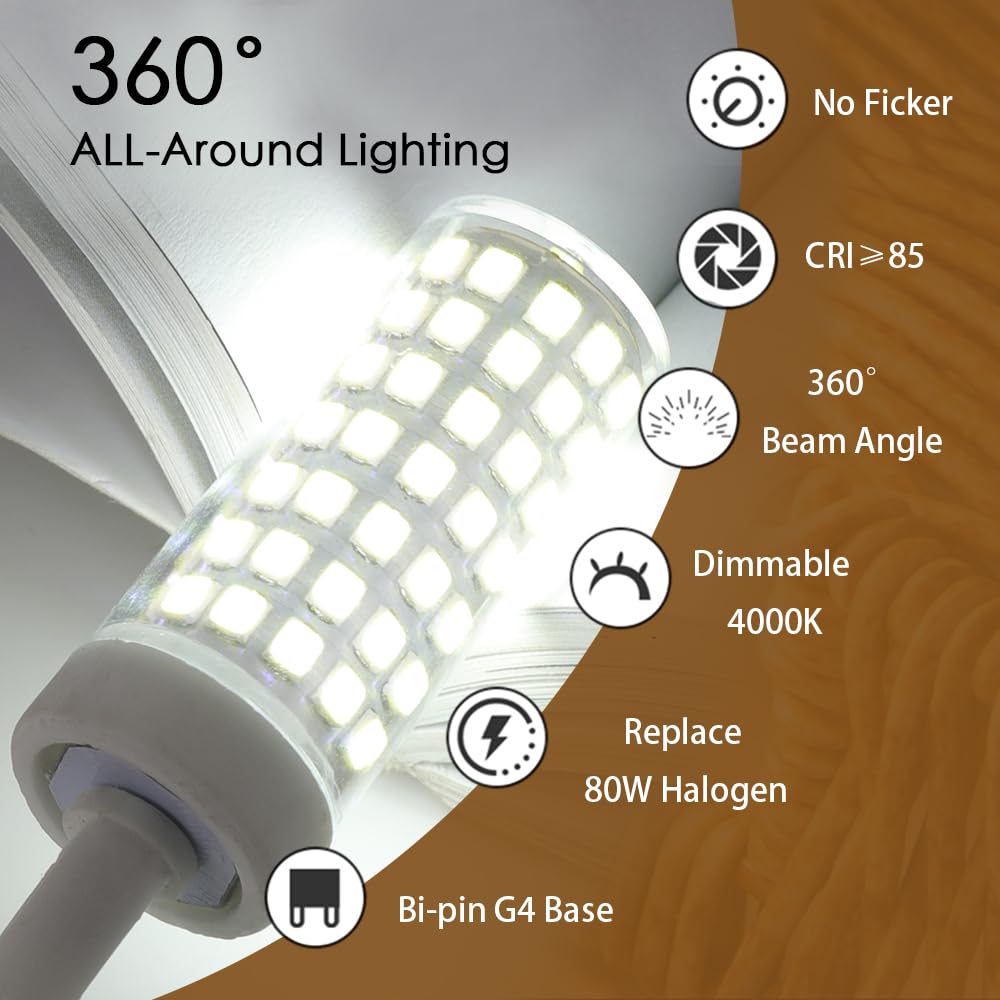 Syited G4 LED Light Bulbs 7W 3000K Sunset Color Warm Light AC 110V-220V,G4 Bi-Pin Base LED Bulbs for Home Office Lighting Fixtures,6 Count