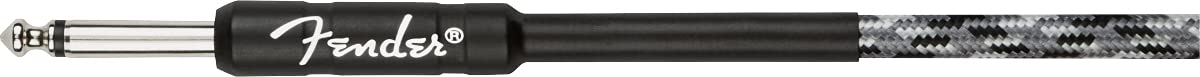Fender 10-Foot Deluxe Instrument Cable, Straight-Angle, Black Tweed - 1 Pack