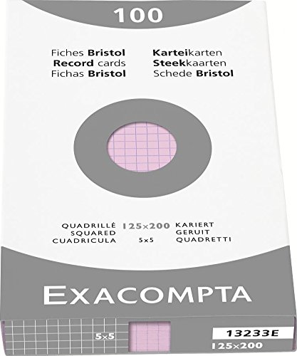 Exacompta 125 x 200 mm Bristol Squared Record Cards, Green, Pack of 100