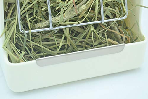 SunshineBio Hay Feeder Less Wasted Hay Rack Manger for Rabbit Guinea Pigs Chinchilla (White,1 Pack)