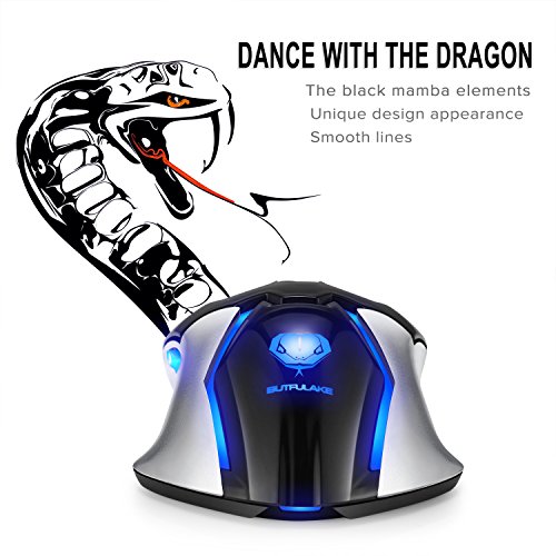 Gaming Mouse,USB Wired PC Gaming Mice, 3200 DPI with 4 Adjustable Levels, Comfortable Ergonomic Grip Design with Blue LED, 6 Programmable Buttons for PC,Notebook, MacBook ,Windows ,Vista Linux - Blue