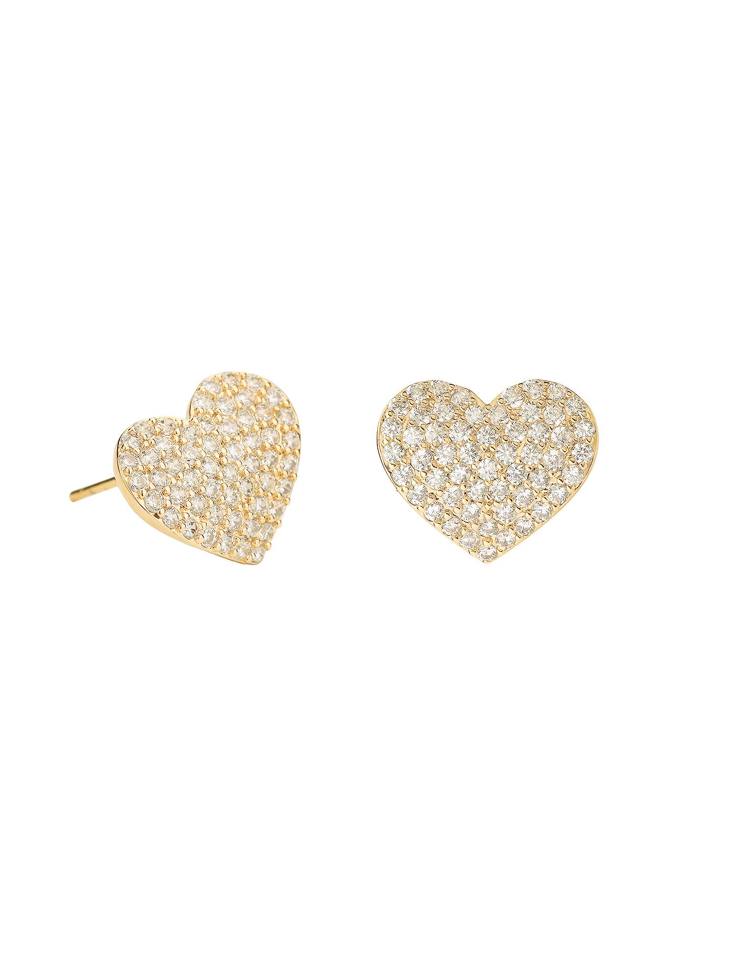 Heart Stud Earrings for Women - Cubic Zirconia Heart Stud Earrings for Girls - Bent Heart Earrings