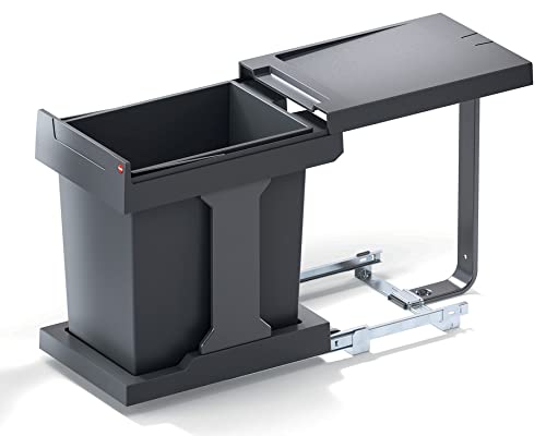 Hailo Solo Pull-Out Trash Can System with DoorKit and Lid 20 Liters (5.28 gal), Capacity 21.1 qts, Slate Gray