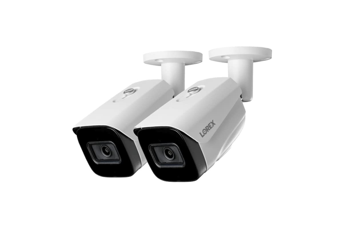 Lorex LNB9252B-2PK-W 4K (8MP) Smart IP White Security Camera with Listen-in Audio and Real-Time 30FPS Recording (2-Pack)