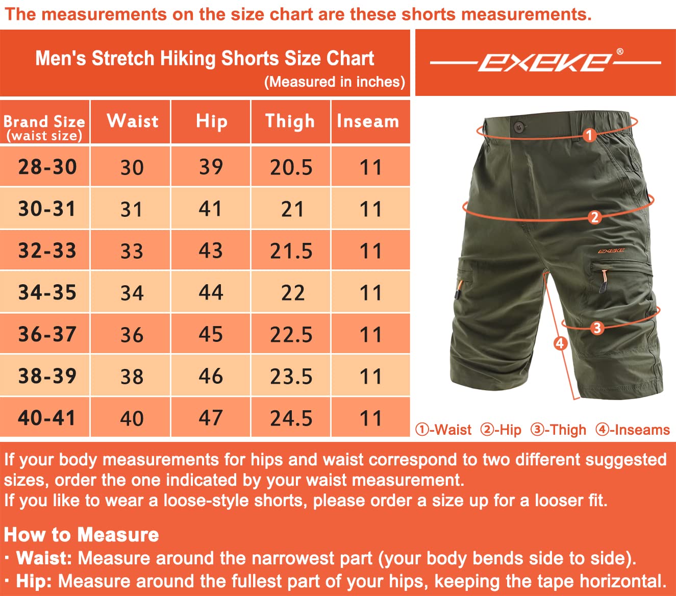 EXEKE Men's Lightweight Hiking Shorts Stretch Quick Dry Cargo Shorts with Multi Pocket 267-4XL/Black 38-39
