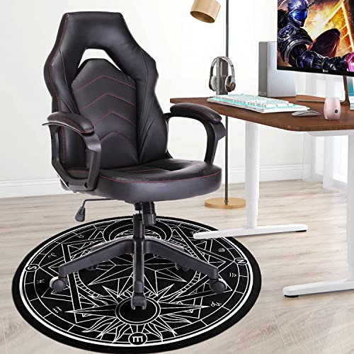 Homcomoda Gaming Chair Mat for Hardwood Floor Anti-Slip Round 47 Inch Floor Protector Low-Pile Computer Chair Mat for Office Gaming Room Home Decor