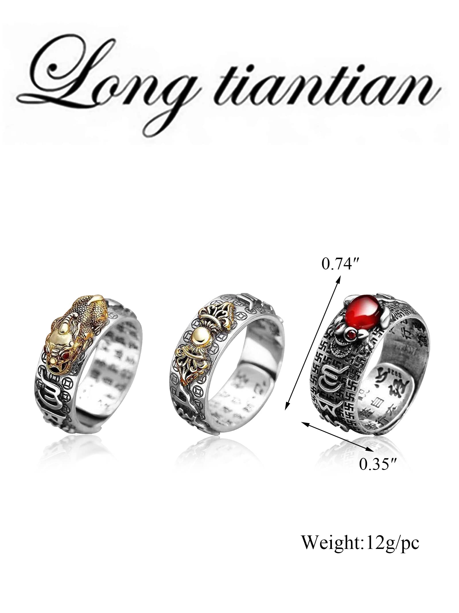 Feng Shui Ring Pixiu Ring Anillo Feng Shui Original Ring Mantra Amulet Protection Wealth Luck Ring Gifts for Men