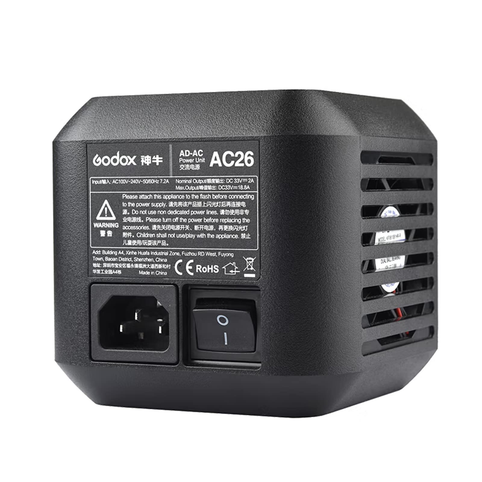 Godox AC-26 Adapter for Godox AD600 Pro All-in-One Outdoor Flash Strobe Monolight,AC-100-240V-50/60Hz 7.2A