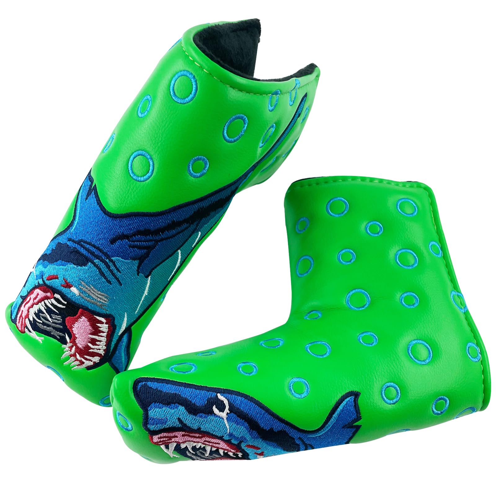 Gbourly Golf Club White Shark Mallet Putter Cover Heel Shafted PU Leather Magnetic Closure Headcover