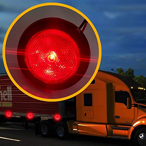 NOVALITE 5X 2.5ββ Round Red Trailer LED Side Marker Lights, Sealed Grommet Flush Mount 4 LEDs Light with Reflective Lens, Truck RV Waterproof Universal 12V, DOT Certified