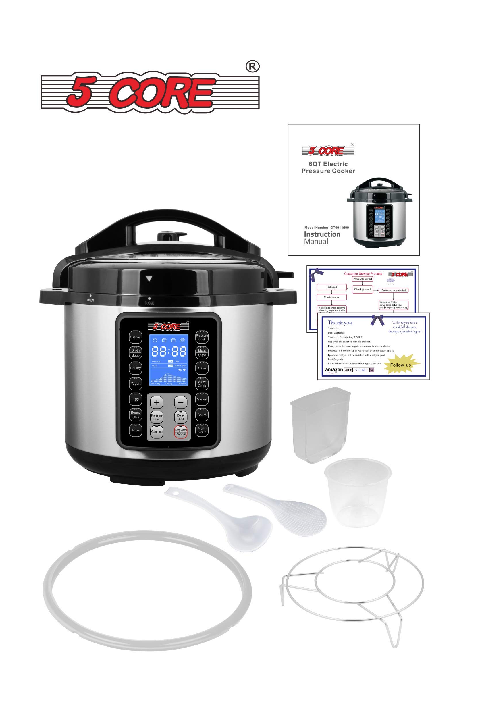 Electric Pressure Cooker Digital Instant Programmable Multicooker Pressure Pot 6 Quart 15 IN ONE Pot 5 Core EPC6QT ⭐⭐⭐⭐⭐Ratings ✔️ Best Deal 👍 (EPC-6QT)